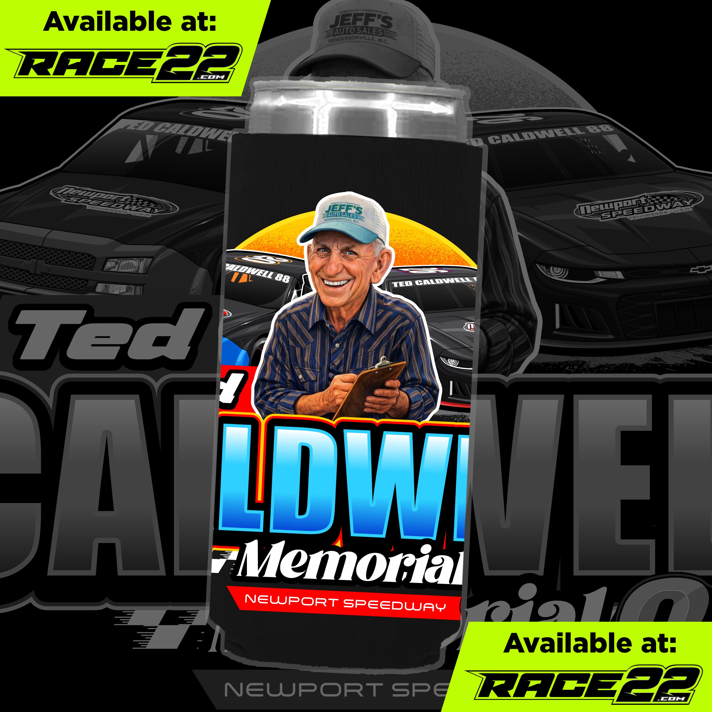 Ted Caldwell Memorial - 2026 Logo Slim Can Koozie – RACE22.com